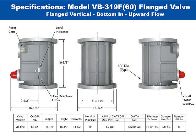 Model VB319F Series Vertical Valves Specification Sheet